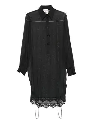 SEMICOUTURE Silk Blend Long Shirt - Black