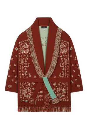 Alanui Bandana Jacquard Cashmere Cardigan - Red