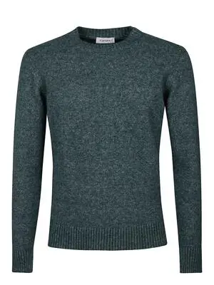 KANGRA Fine Wool Round Neck Sweater - Green