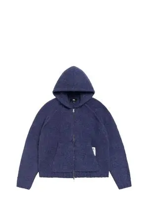 StÜssy Chunky Knit Zip Up Hoodie - Blue