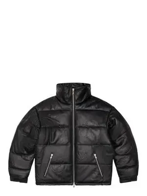 DENIM TEARS Embossed Leather Puffer - Black