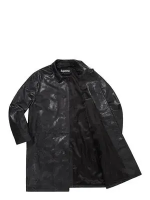 Supreme Leather Snake Trench Coat - Black