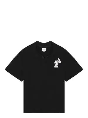 Rhude Pique Boxy Polo Shirt - Black