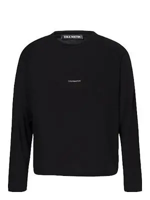COLE BUXTON Mini-logo Sheer Long-sleeve Woven T-shirt - Black