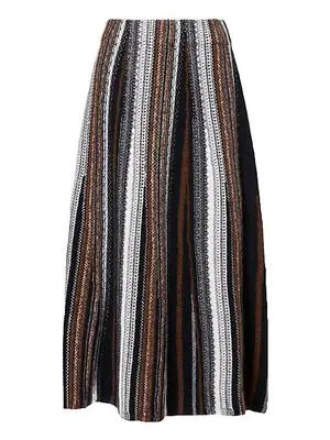 ME+EM Textured Striped Wool-blend Maxi Skirt - Black Multi