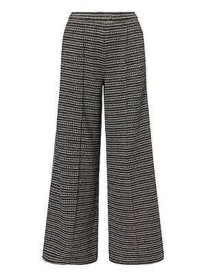 ME+EM Striped Tweed Wide-leg Knitted Trousers - Black Multi