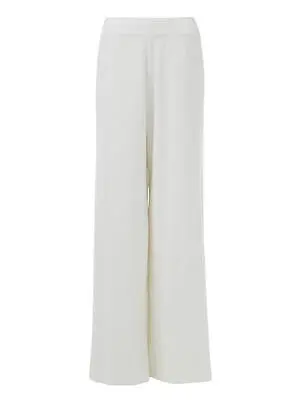 LEEM Elasticated-waist Wide-leg Knitted Trousers - White