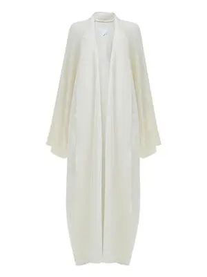 LEEM Ribbed Relaxed-fit Knitted Bisht - White