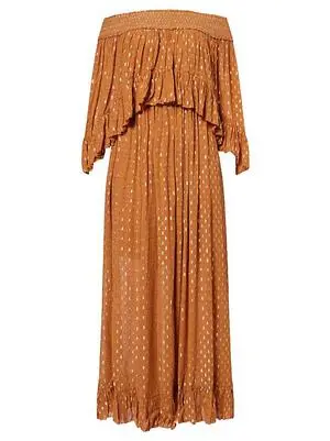 Zimmermann Off-shoulder Woven Maxi Dress - Copper