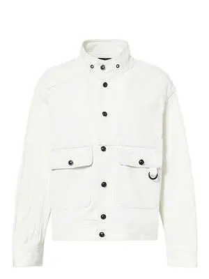 TEAM WANG DESIGN Stand-collar Paint-splatter Denim Jacket - White