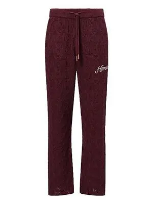 HONOR THE GIFT Logo-embroidered Cable-knit Cotton-blend Joggers - Berry