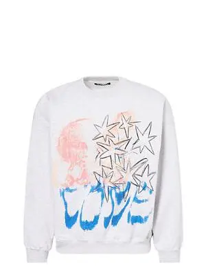 COLE BUXTON Ensore Graphic-print Cotton Sweatshirt - Light Grey Marl