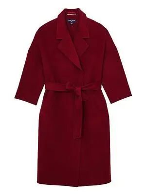 REISS Belted Waist Wool Coat - Red