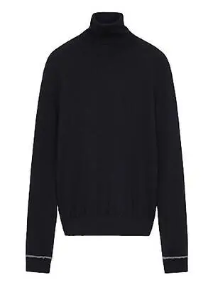 Loewe Branded Wool Turtleneck Jumper - Navy/grey