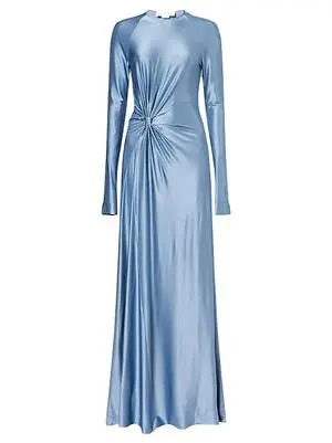 Victoria Beckham Twist Long-sleeved Gown - Stone