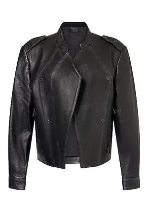 TEAM WANG DESIGN Open-front Leather Jacket - Black