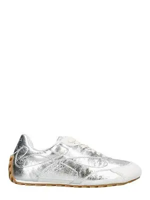 Bottega Veneta Orbit Flash Leather Trainers - Silver