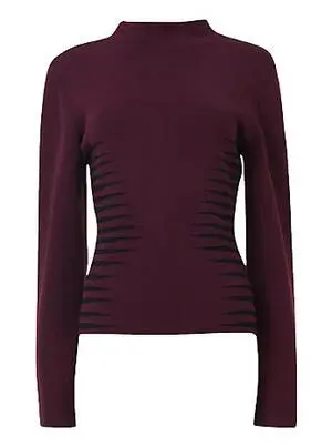 LEEM Jacquard Slim-fit Knitted Top - Red