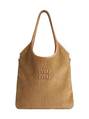 Miu Miu Ivy Corduroy Cotton Shoulder Bag - Cannella