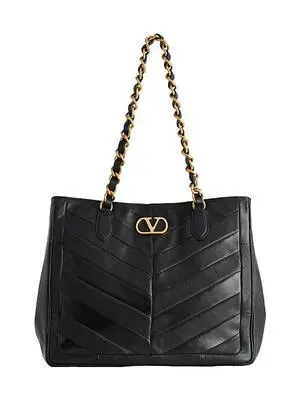 Valentino Garavani Laseine Leather Tote Bag - Nero