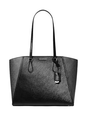 Michael Kors Taryn Large Metallic Leather Tote Bag - Black