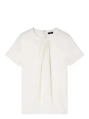 Emporio Armani Icon Pleated Blouse In Silk Double Georgette - White