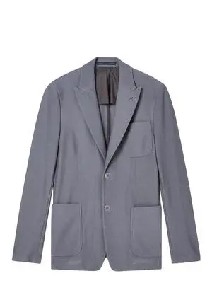 Giorgio Armani Single-breasted Jacket In Technical Waffle Fabric - Natural