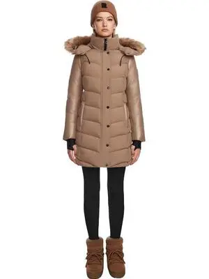 Rudsak Quilted Down Puffer With Faux Fur - Brown