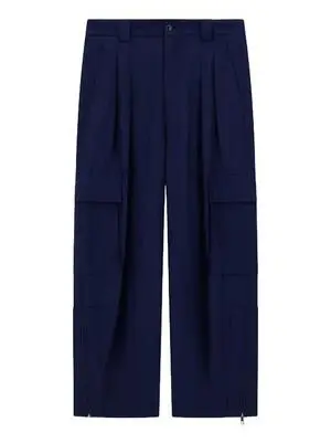 Giorgio Armani Viscose And Linen Cargo Trousers - Blue
