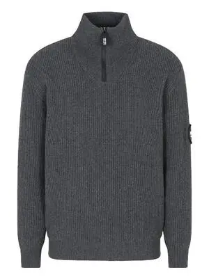 Giorgio Armani Mock-neck Jumper In Wool And Cashmere - Green