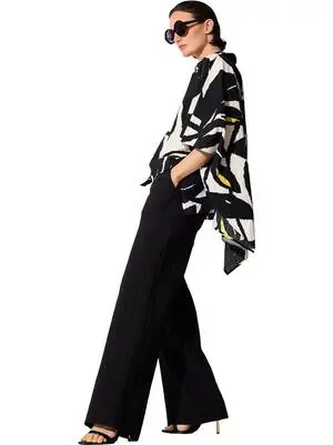Natori Matelassé Cotton Wide Leg Pull On Pants - Black