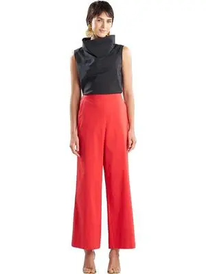 Natori Tech Cotton Taffeta Wide Leg Pants - Red