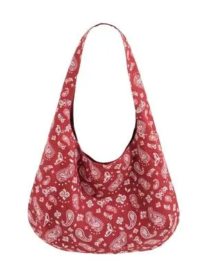 LOST PATTERN Paisley Cotton Hobo Shoulder Bag Retro Red