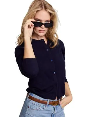 The Shirt By Rochelle Behrens Cashmere Crew Sweater - Navy