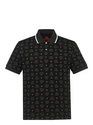 Mcm Monogram Jacquard Polo Shirt - Black