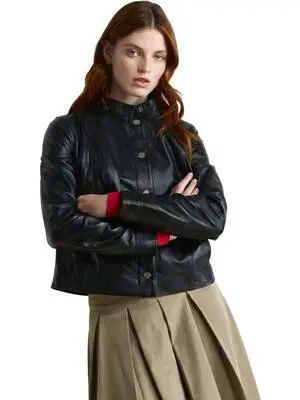 FURNIQ UK Amelia Leather Jacket - Black