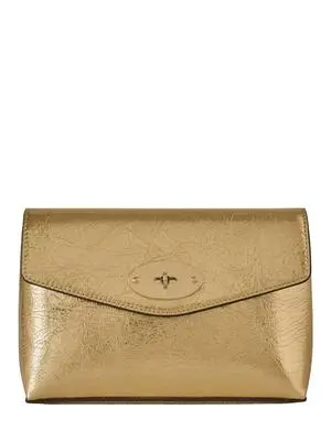 MULBERRY Darley Crinkled Metallic Leather Cosmetic Pouch
