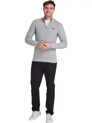 RAGING BULL Classic Ribbed Quarter Zip Knit Jumper - Grey