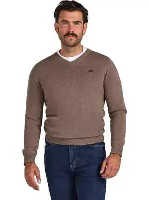 RAGING BULL Classic V-neck Sweater - Toast