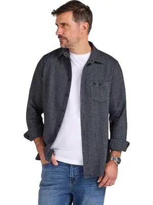 RAGING BULL Long Sleeve Brushed Herringbone Shirt - Charcoal