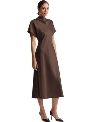 MALINA Milena Cape Midi Dress - Chocolate