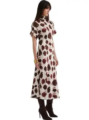 MALINA Milena Cape Midi Dress - Wine Peony