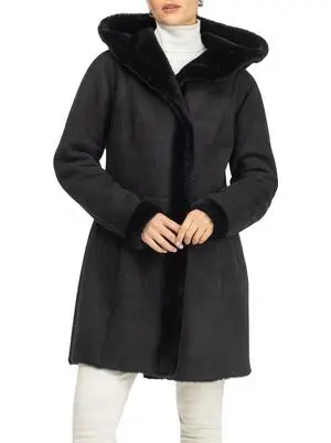 Gorski Merino Shearling Hooded Parka - Black