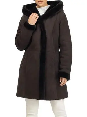 Gorski Merino Shearling Hooded Parka Dark Brown
