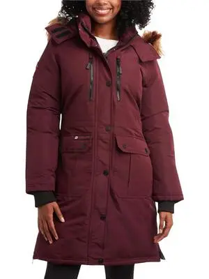 CANADA WEATHER GEAR Short Parka Hooded Jacket Cranberry