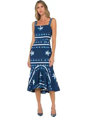 JBQ Natasha Shibori Midi Dress - Indigo Shibori