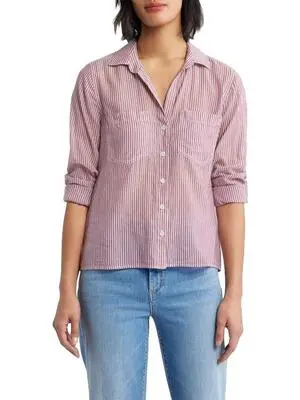 CLOTH & STONE Stripe Button-up Shirt - Spiced Wine