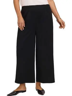 Foxcroft Arlette Wide Leg Crop Crepe Pants - Black