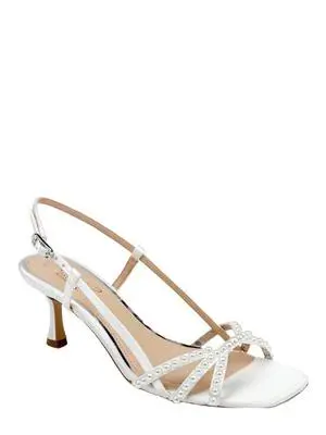 Badgley Mischka Isabela Studded Slingback Sandal - Ivory Satin