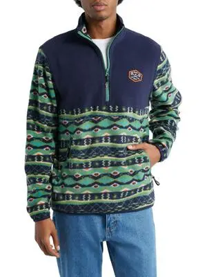 DARK SEAS Walter Fleece Quarter Zip Pullover - Navy/teal